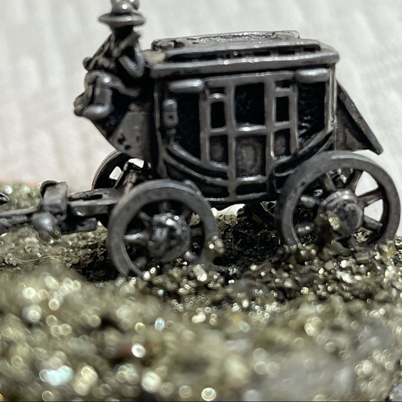 Other | Vintage Pyrite Mineral Rock Pewter Horse Covered Wagon Western ...